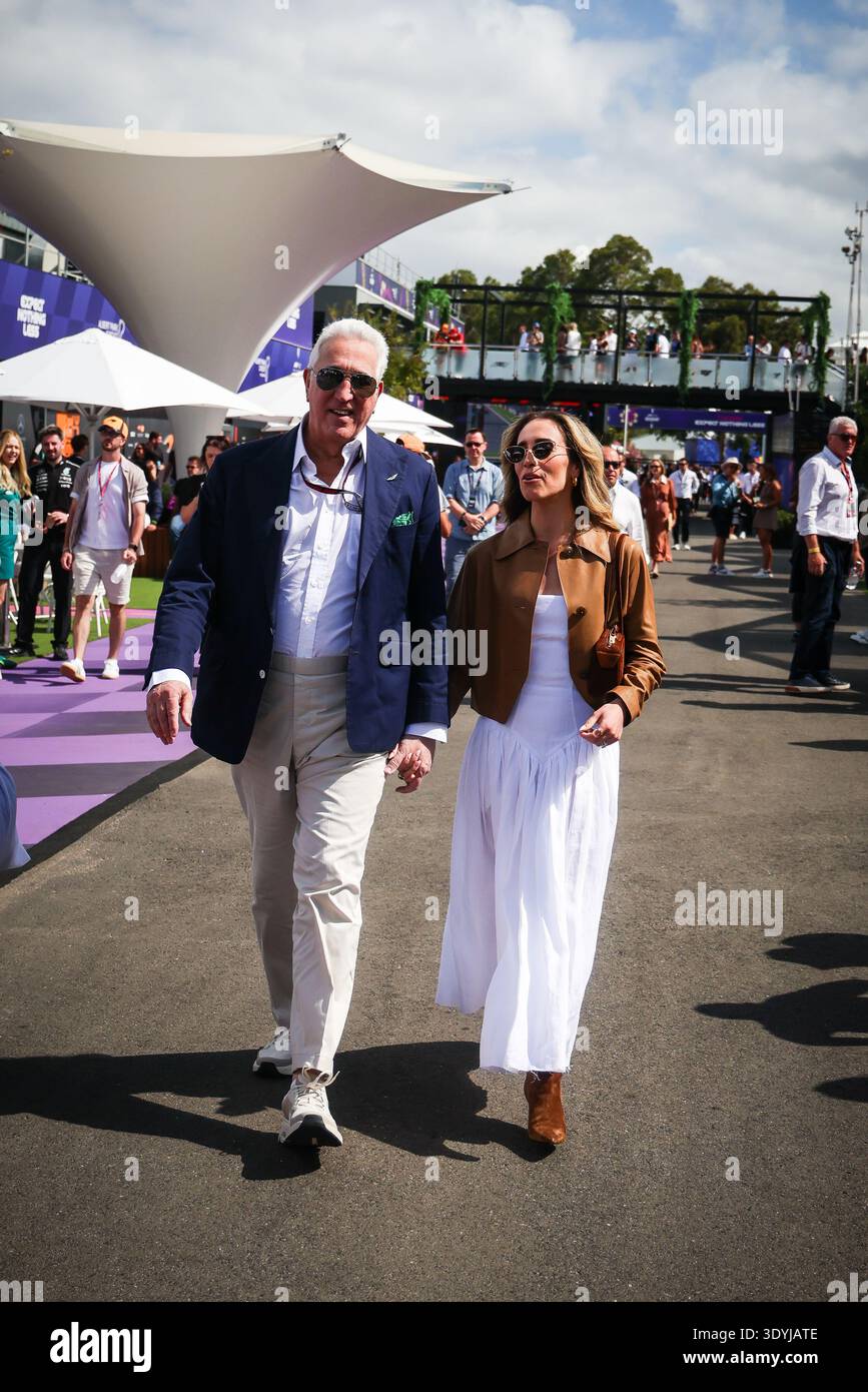 MELBOURNE, AUSTRALIA - MARCH 08 2026: Lawrence and Chloe Stroll before ...