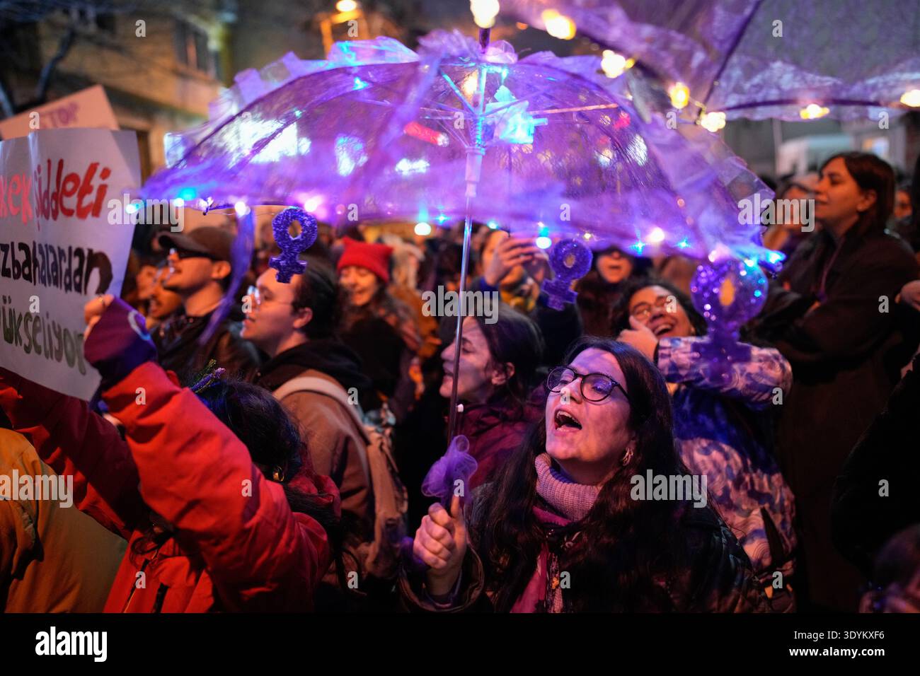 Women shout slogans during a protest marking International Women's Day ...