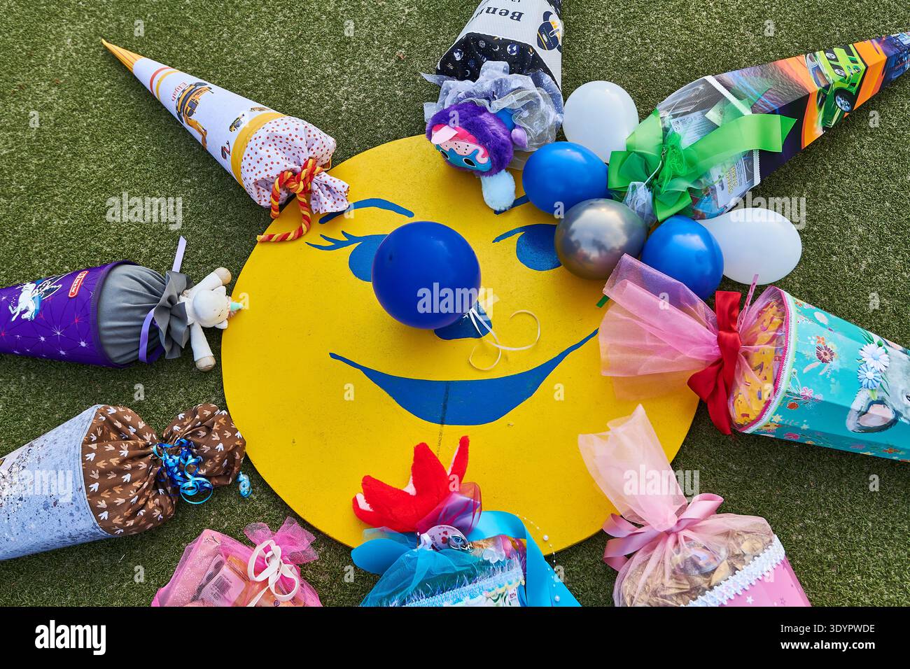 An overhead shot capturing a vibrant display of traditional German ...