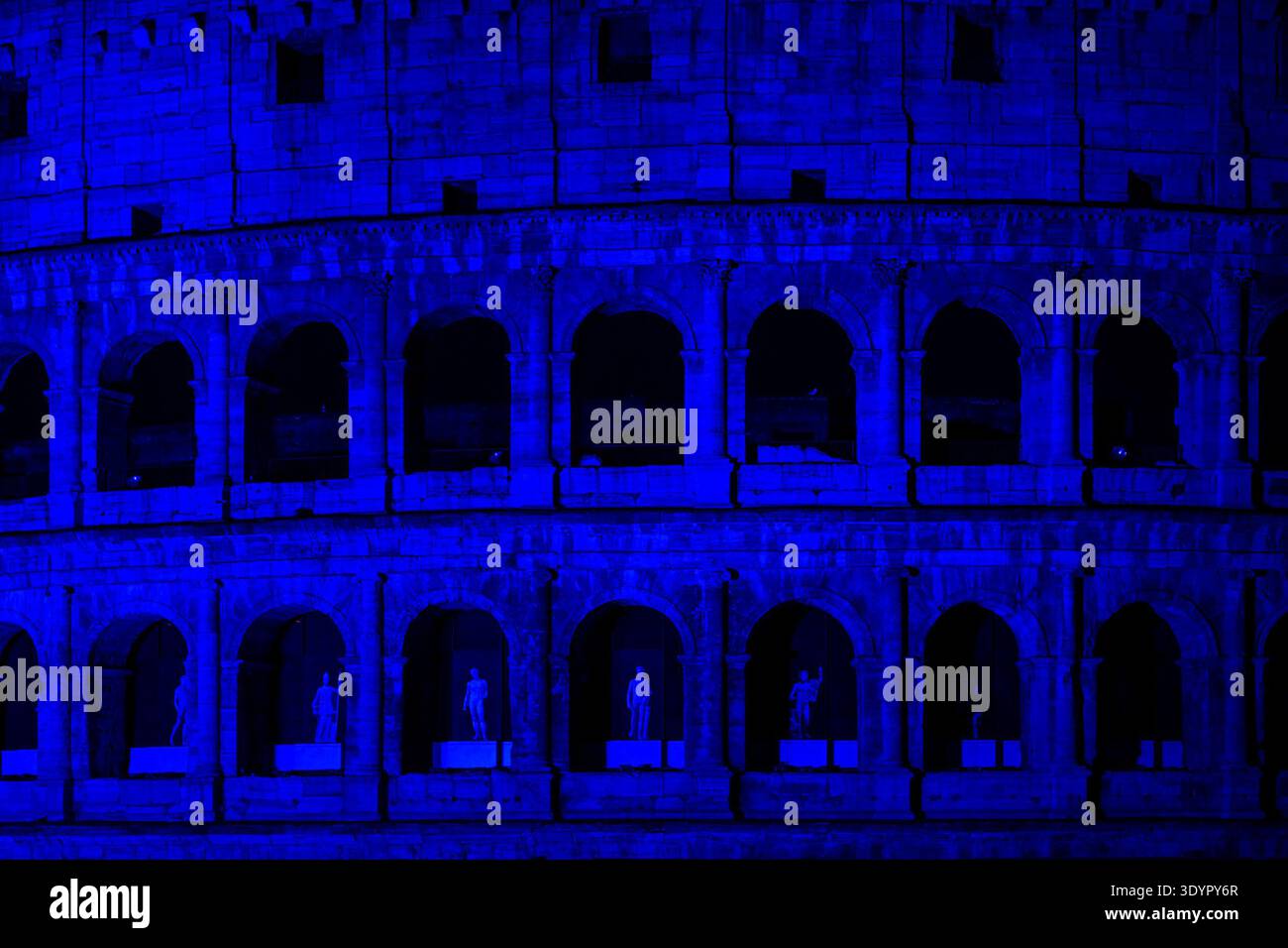 **NO WEB AND NEWSPAPERS ONLY FOR ITALY** The Colosseum lights up blue ...