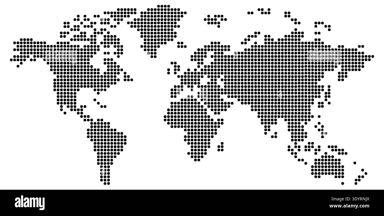 Dotted black world map hi-res stock photography and images - Alamy