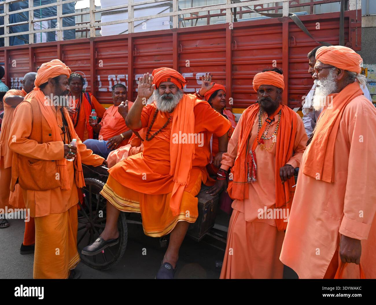NEW DELHI, INDIA - MARCH 9: Sadhu s of Panch Nirmani Ani Khakhi Akhara ...