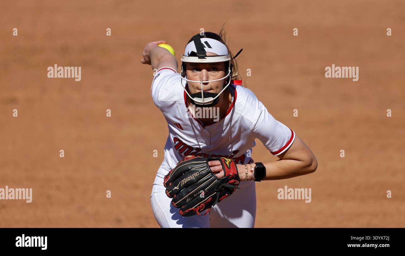 Miami (OH) pitcher Lea Chevrier (64) during an NCAA college softball ...