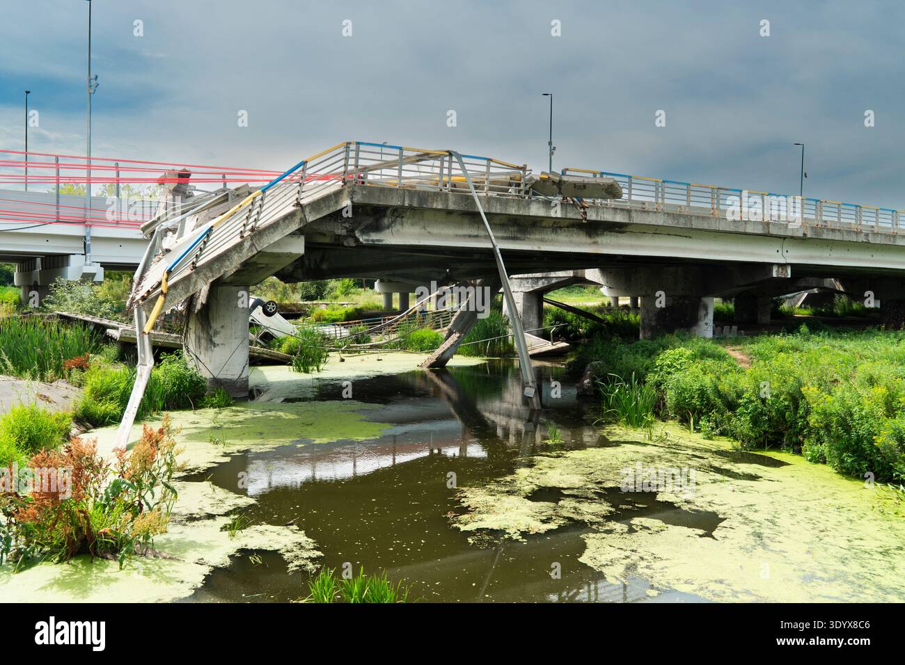 Broken bridge over river hi-res stock photography and images - Alamy
