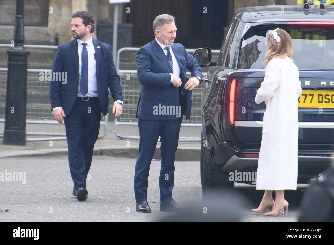 London, UK. 09 Mar, 2026. Pictured: Christian Horner and Geri Horner ...