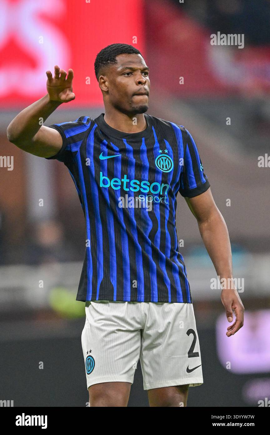 Milan, Italy. 08th Mar, 2026. Denzel Dumfries of Inter seen during ...