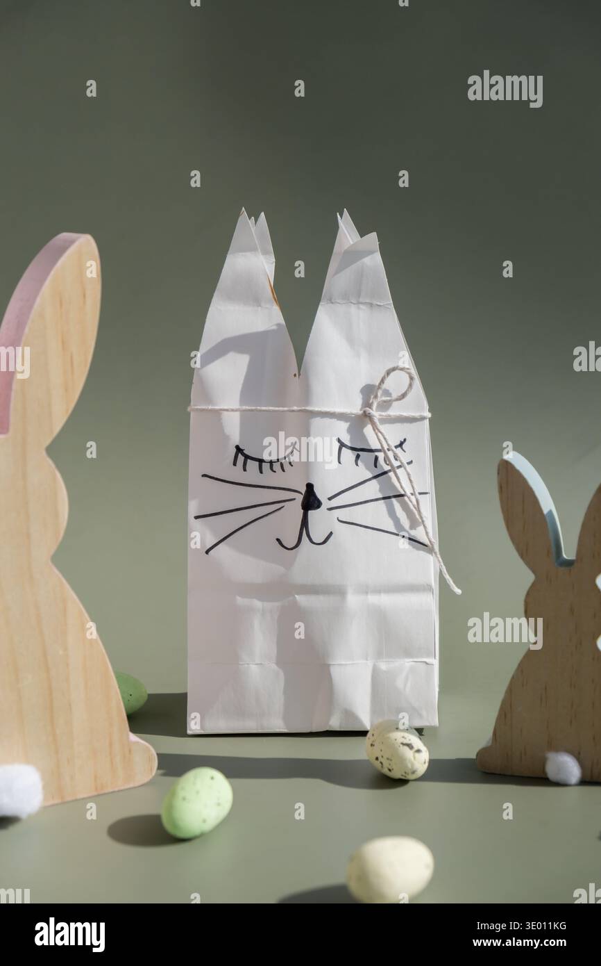 Homemade Easter gift bag rabbit bunny shaped sustainable materials ...