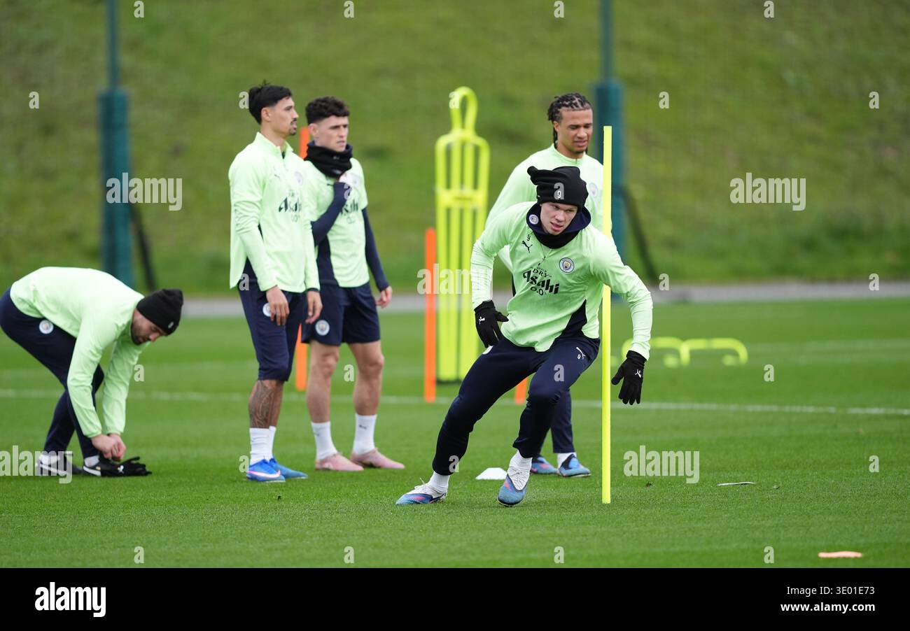 Manchester City's Erling Haaland during a training session at the City ...