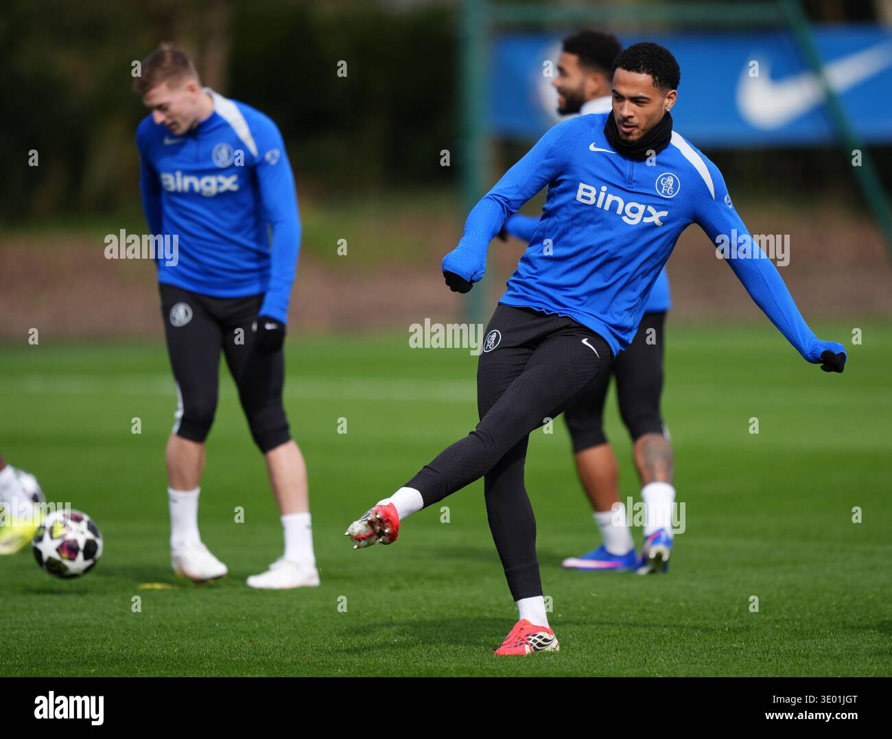 Chelsea's Levi Colwill during a training session at Cobham Training ...