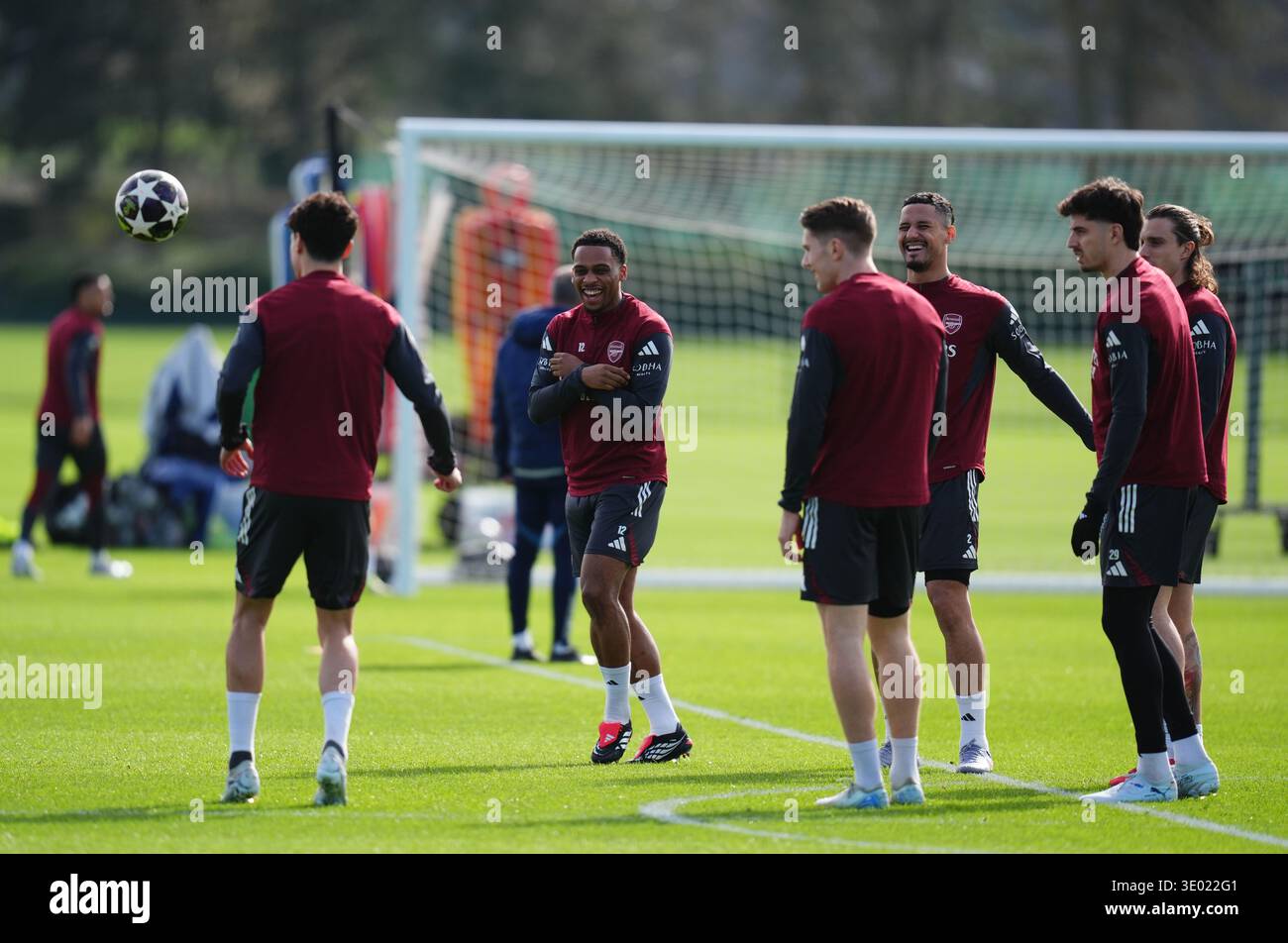 Arsenal's Jurrien Timber during a training session at the Sobha Realty ...