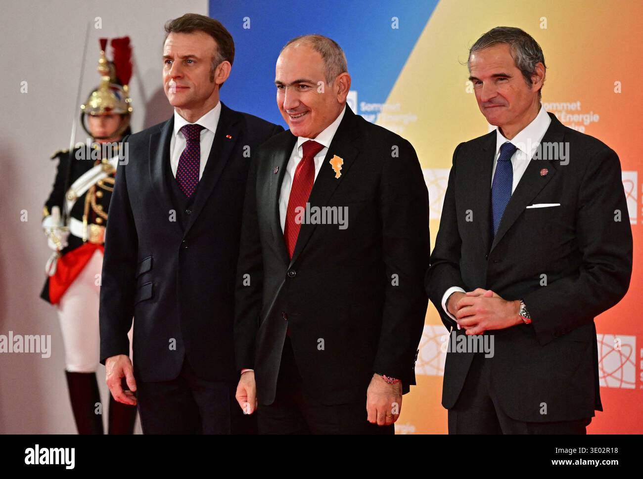 The President of the French Republic, Emmanuel Macron, Armenian Prime ...