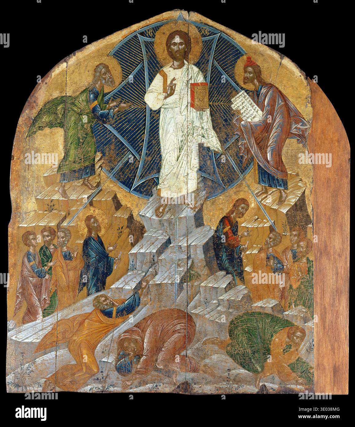 This 14th-century tempera on panel painting depicts the Transfiguration ...