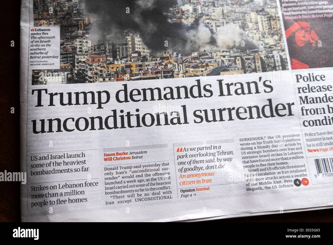 Donald 'Trump demands Iran's unconditional surrender' Guardian ...
