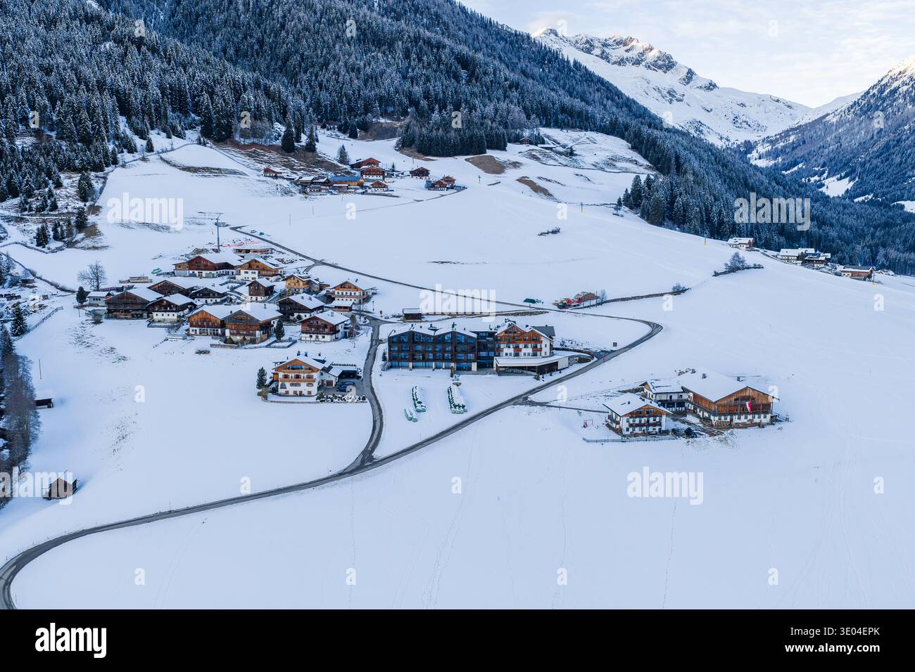 Alpine valley human settlement hi-res stock photography and images - Alamy