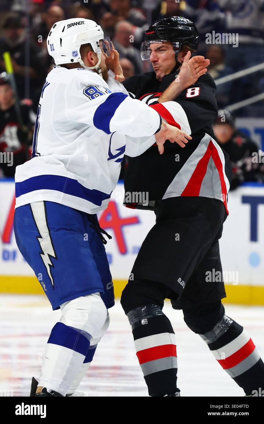 Buffalo Sabres defenseman Michael Kesselring (8) and Tampa Bay ...