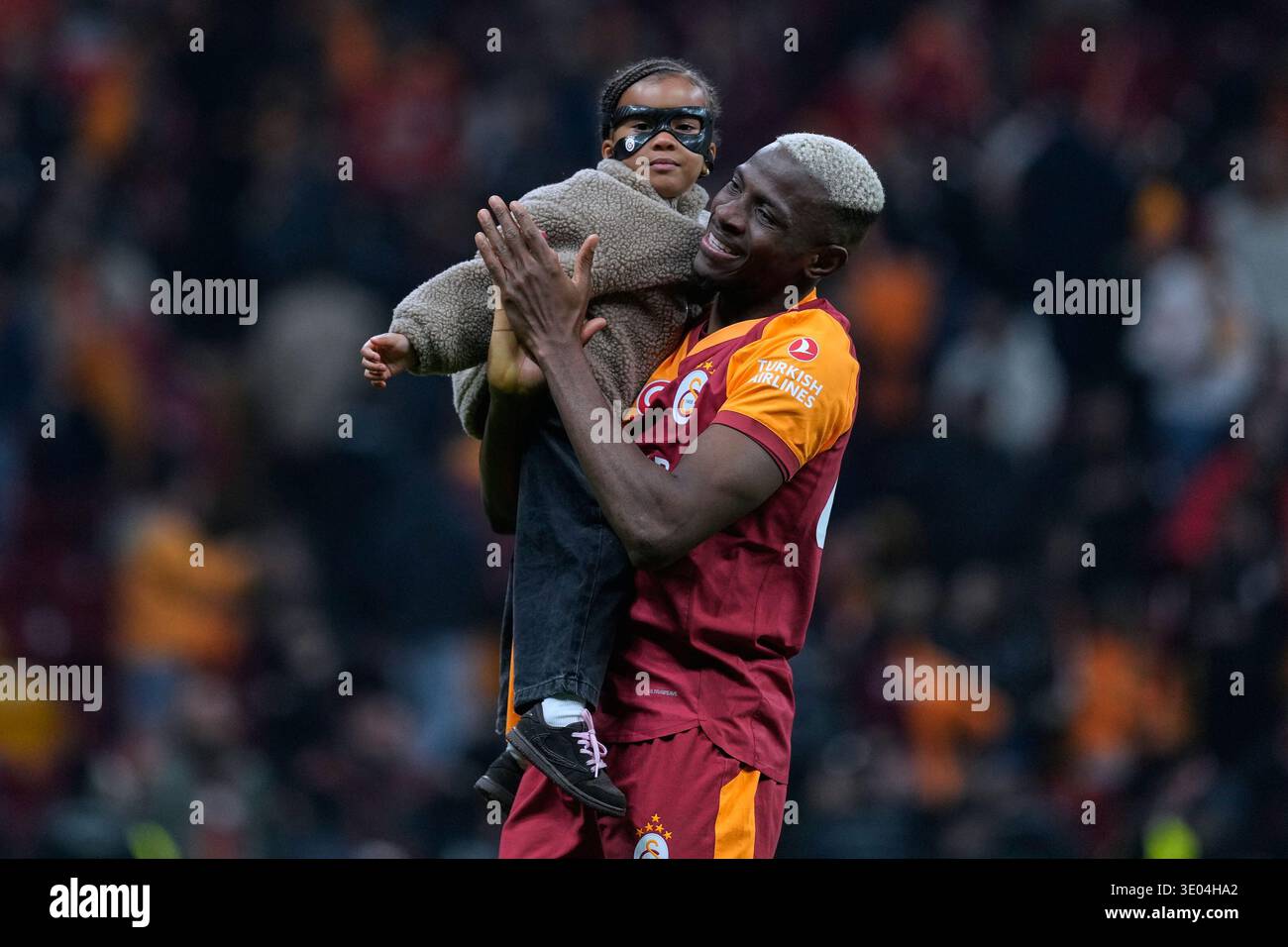 Galatasaray's Victor Osimhen celebrates at the end of a Champions ...