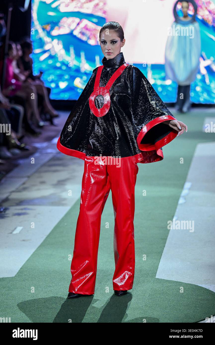 A model walks the runway at the Pierre Cardin show during Fashion Week ...