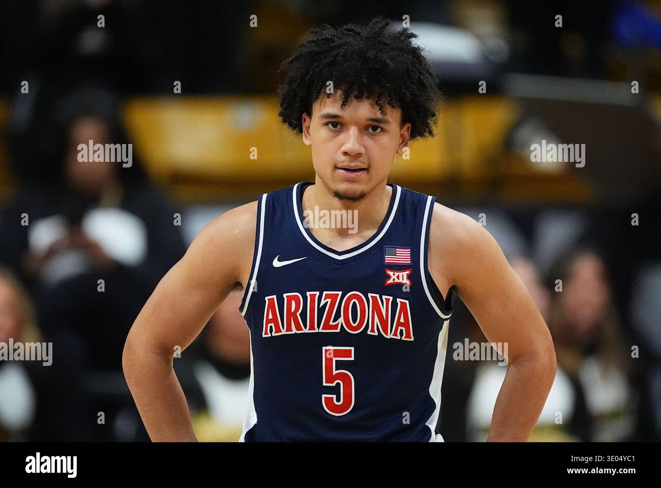 Arizona guard Brayden Burries (5) in the first half of an NCAA college ...