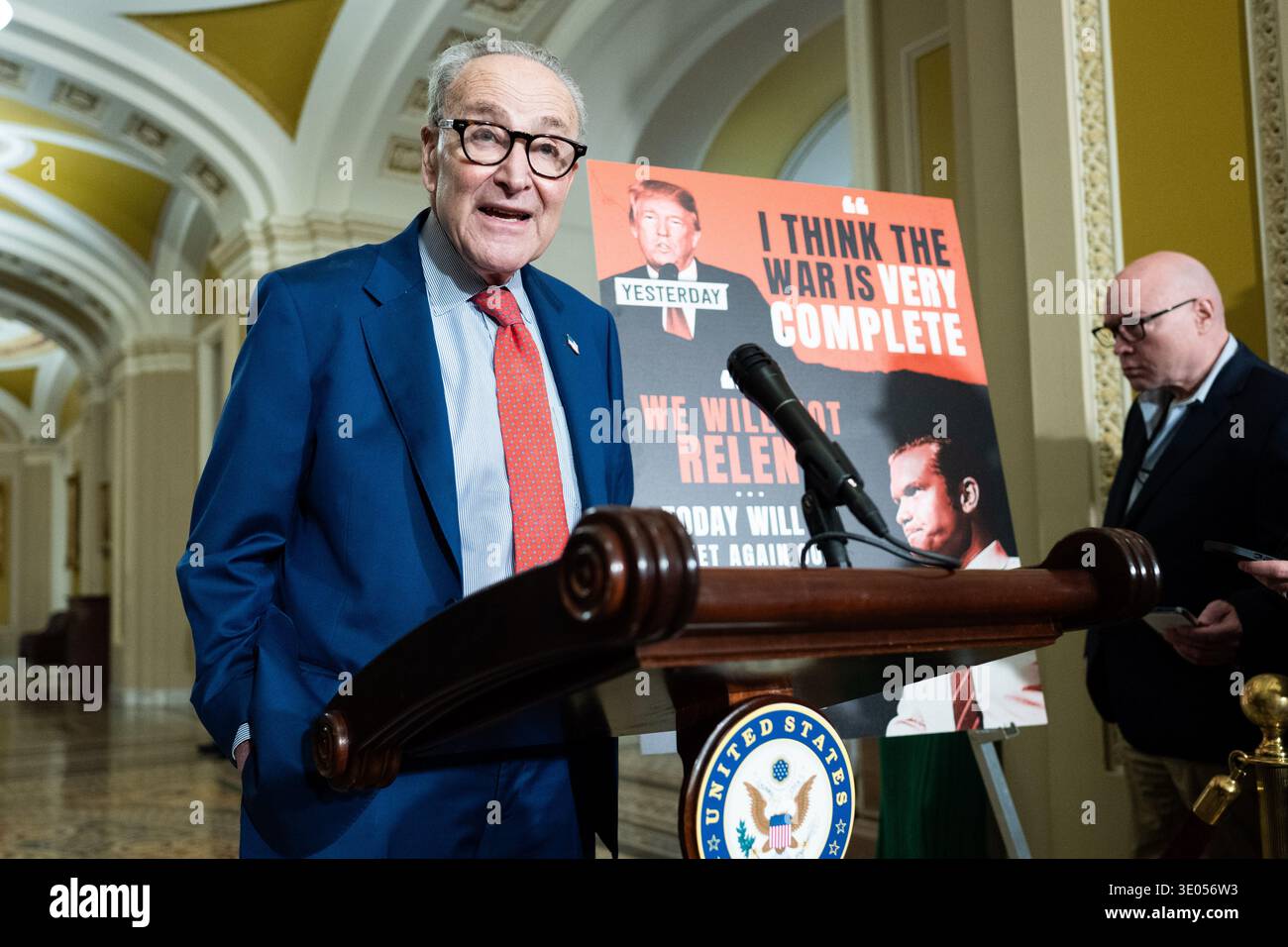 Senate Minority Leader Chuck Schumer (D-NY) speaking at a press ...