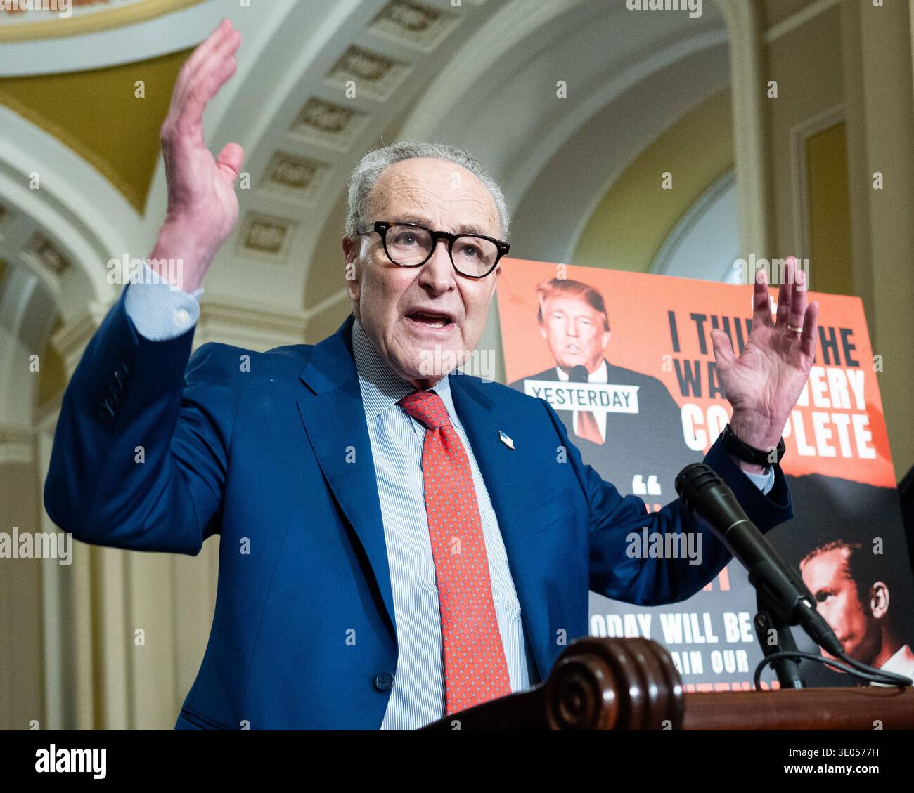 Senate Minority Leader Chuck Schumer (D-NY) speaking at a press ...