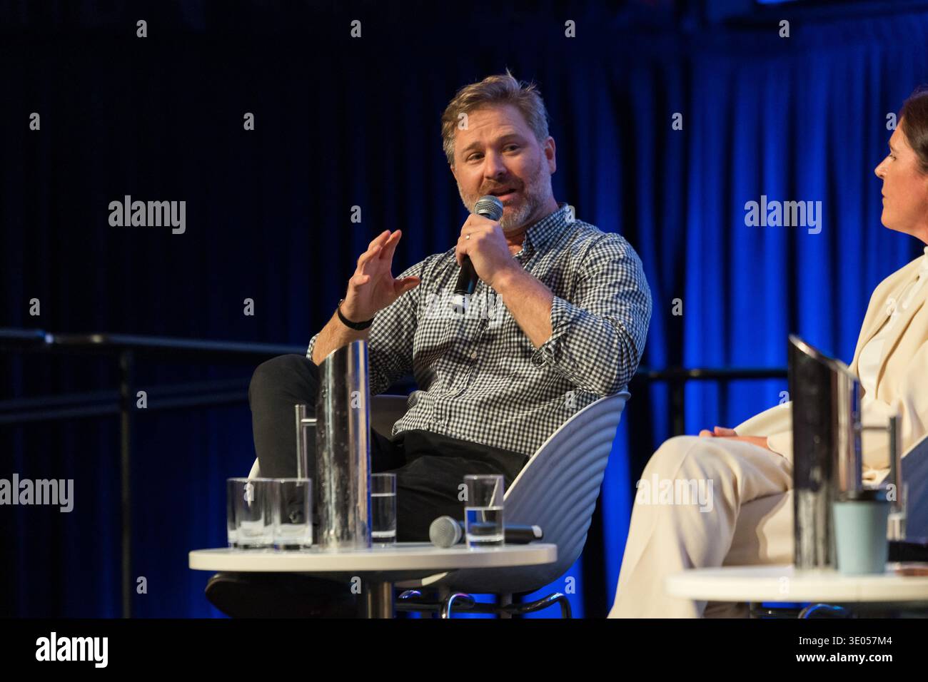 Investigative Humourist Dan Ilic speaks during a Climate Action Week ...