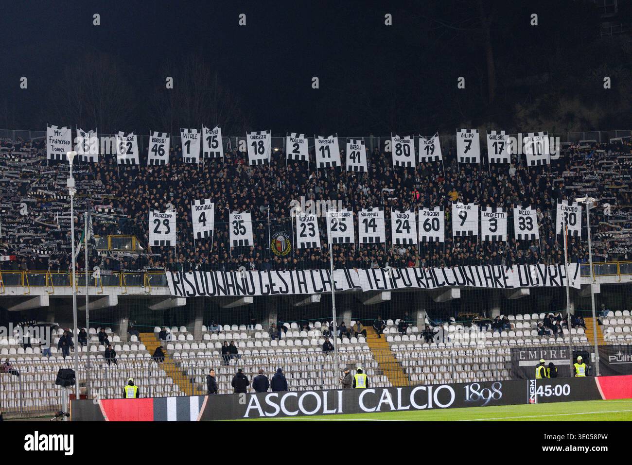 Ascoli Calcio fans are seen during the match between Ascoli Calcio 1898 ...