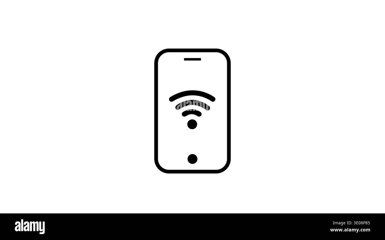 Simple black line smartphone with WiFi signal icon Stock Vector Image ...