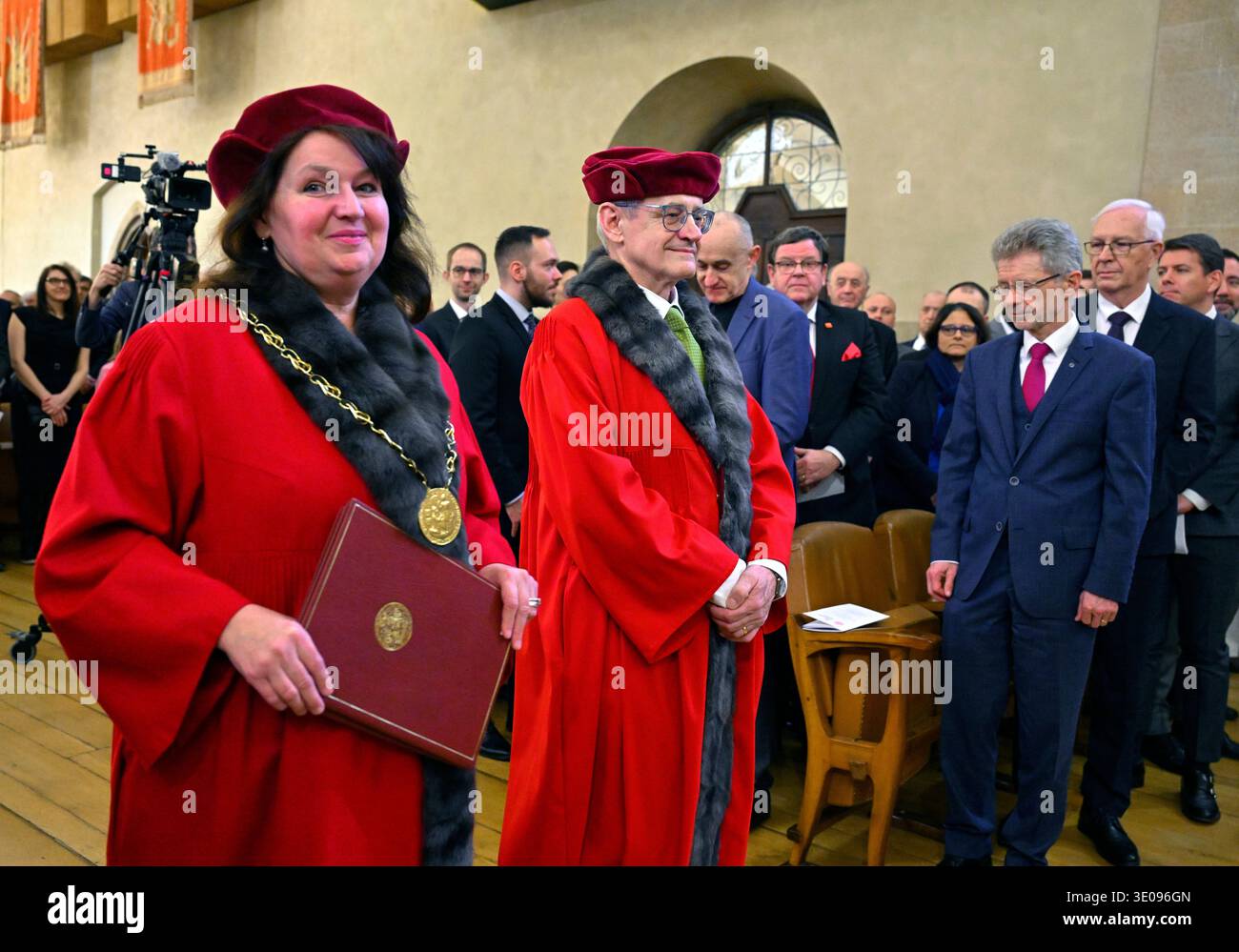 Inauguration of new Charles University Rector Jiri Zima, right, on 11 ...