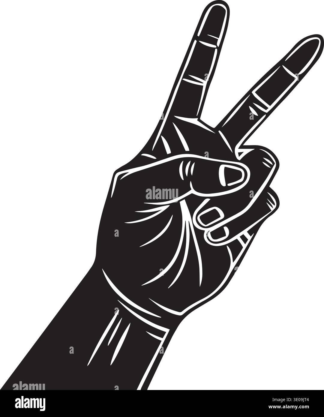 Black silhouette vector of a hand making the peace or victory sign ...