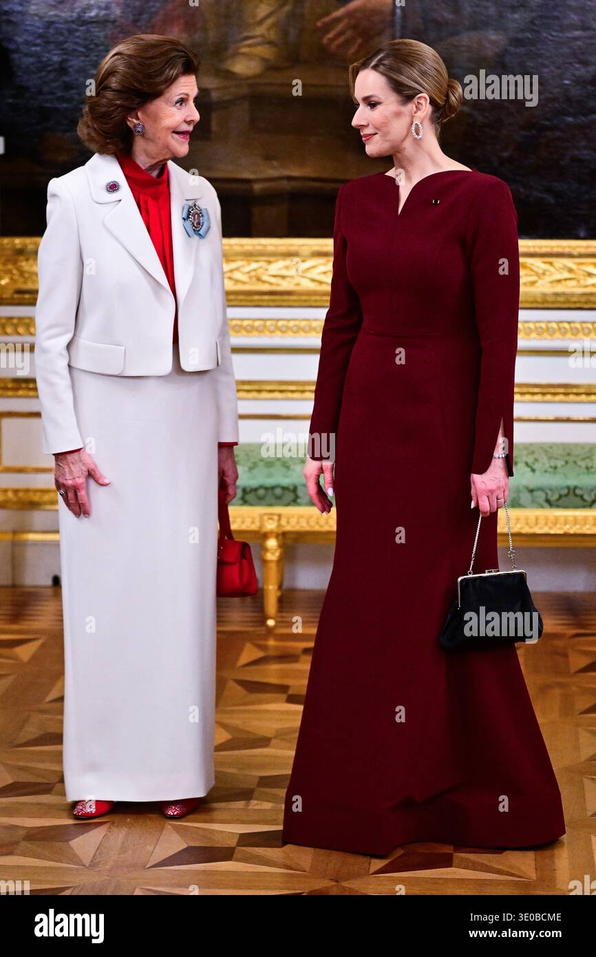 Sweden's Queen Silvia and Poland's First Lady Marta Nawrocka as the ...
