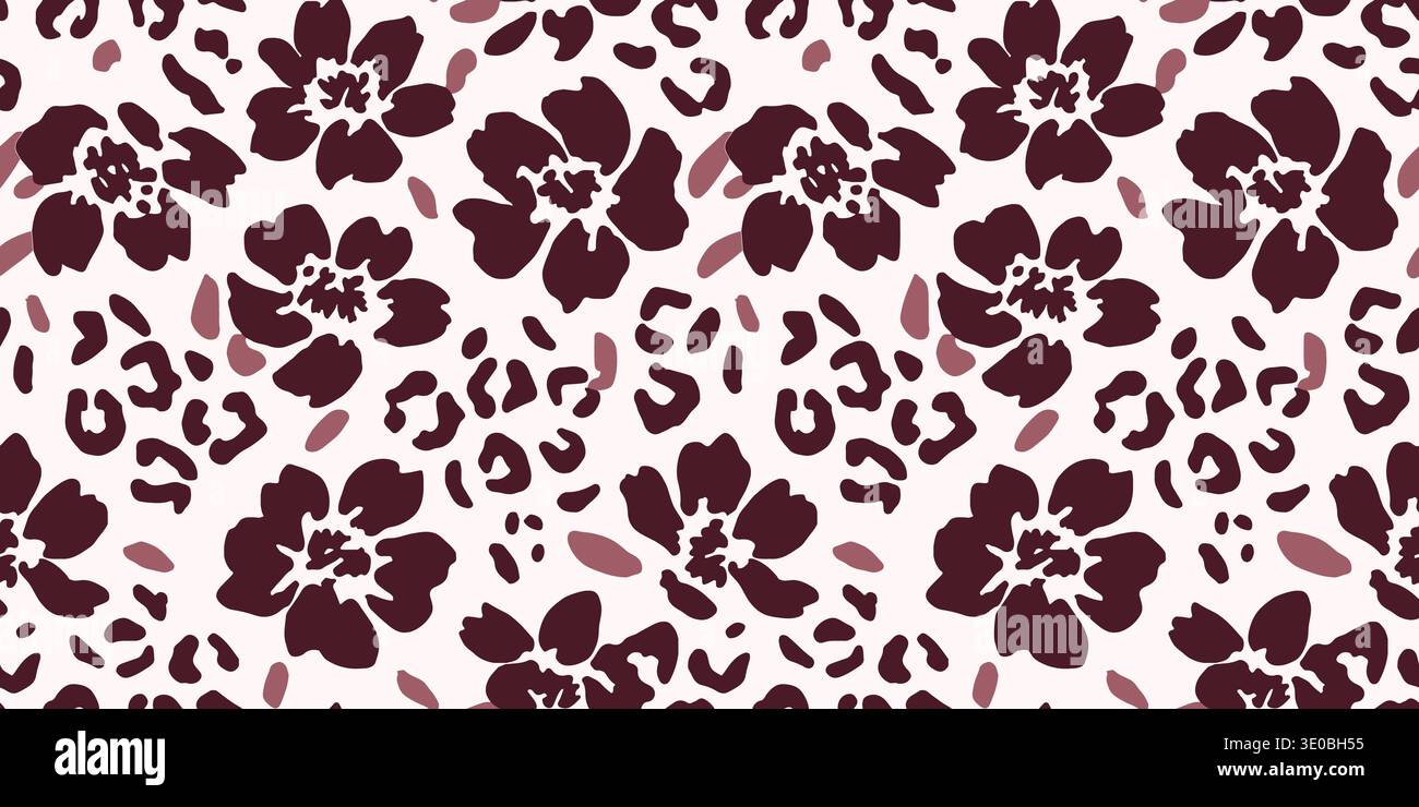 Plum Purple and Blackberry Floral Leopard Vector Stock Vector Image ...
