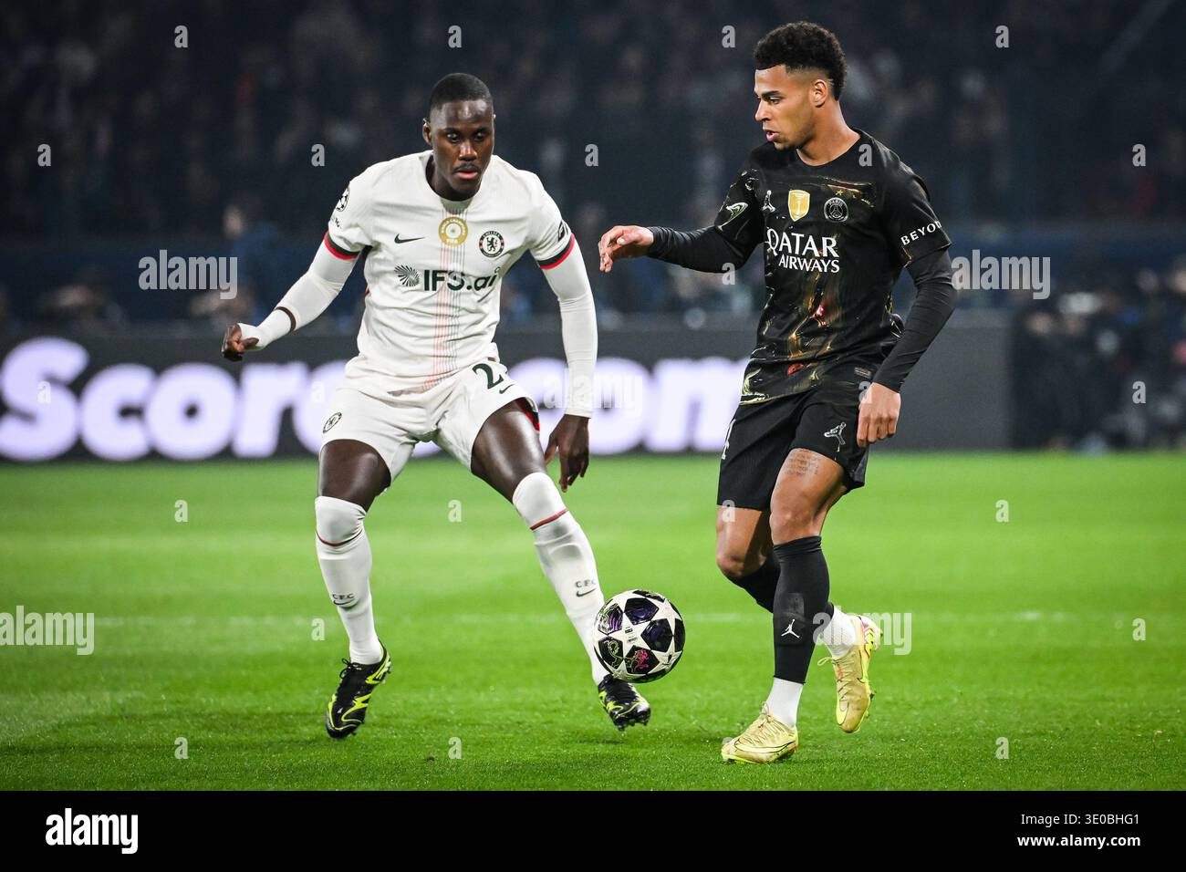 Trevoh CHALOBAH of Chelsea and Desire DOUE of PSG during the UEFA ...
