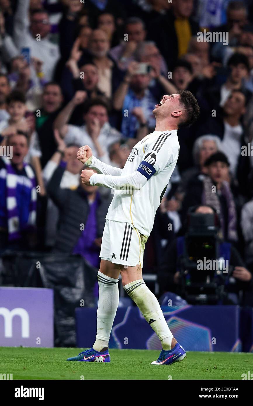 MADRID, SPAIN - MARCH 11: Federico Valverde of Real Madrid celebrates ...