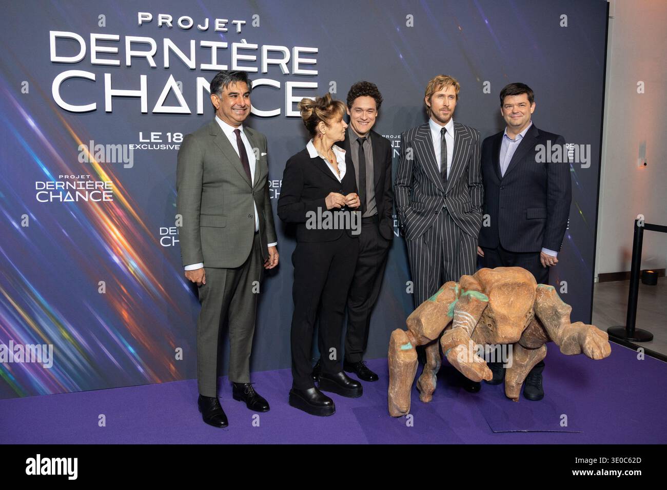 Aditya Sood, Amy Pascal, Phil Lord, Ryan Gosling and Christopher Miller ...