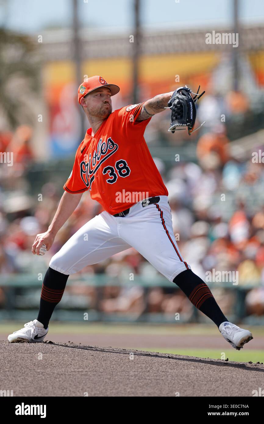 SARASOTA, FL - MARCH 11: Kyle Bradish (38) of the Baltimore Orioles ...