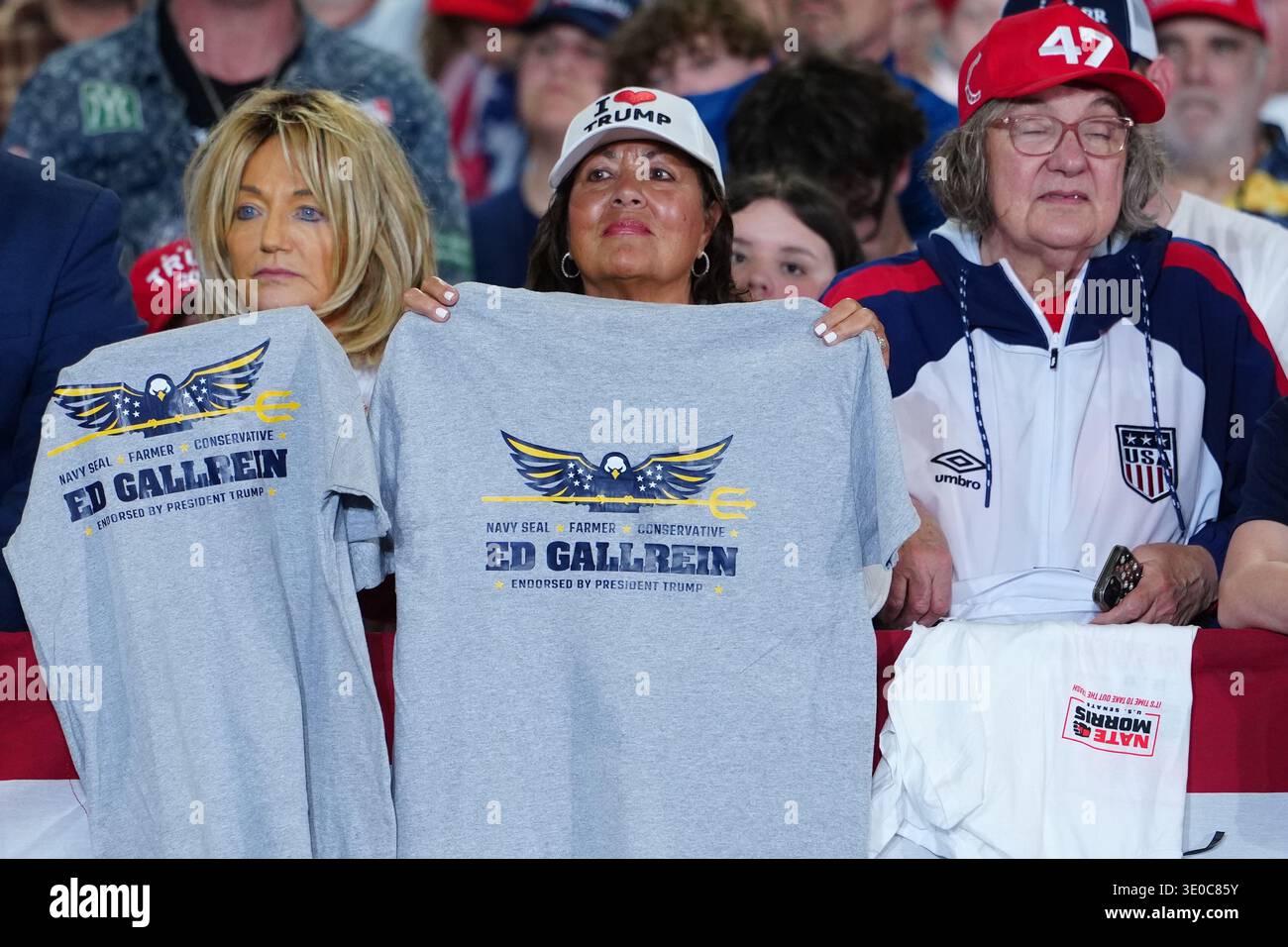 Supporters of congressional candidate Ed Gallrein listen as President ...