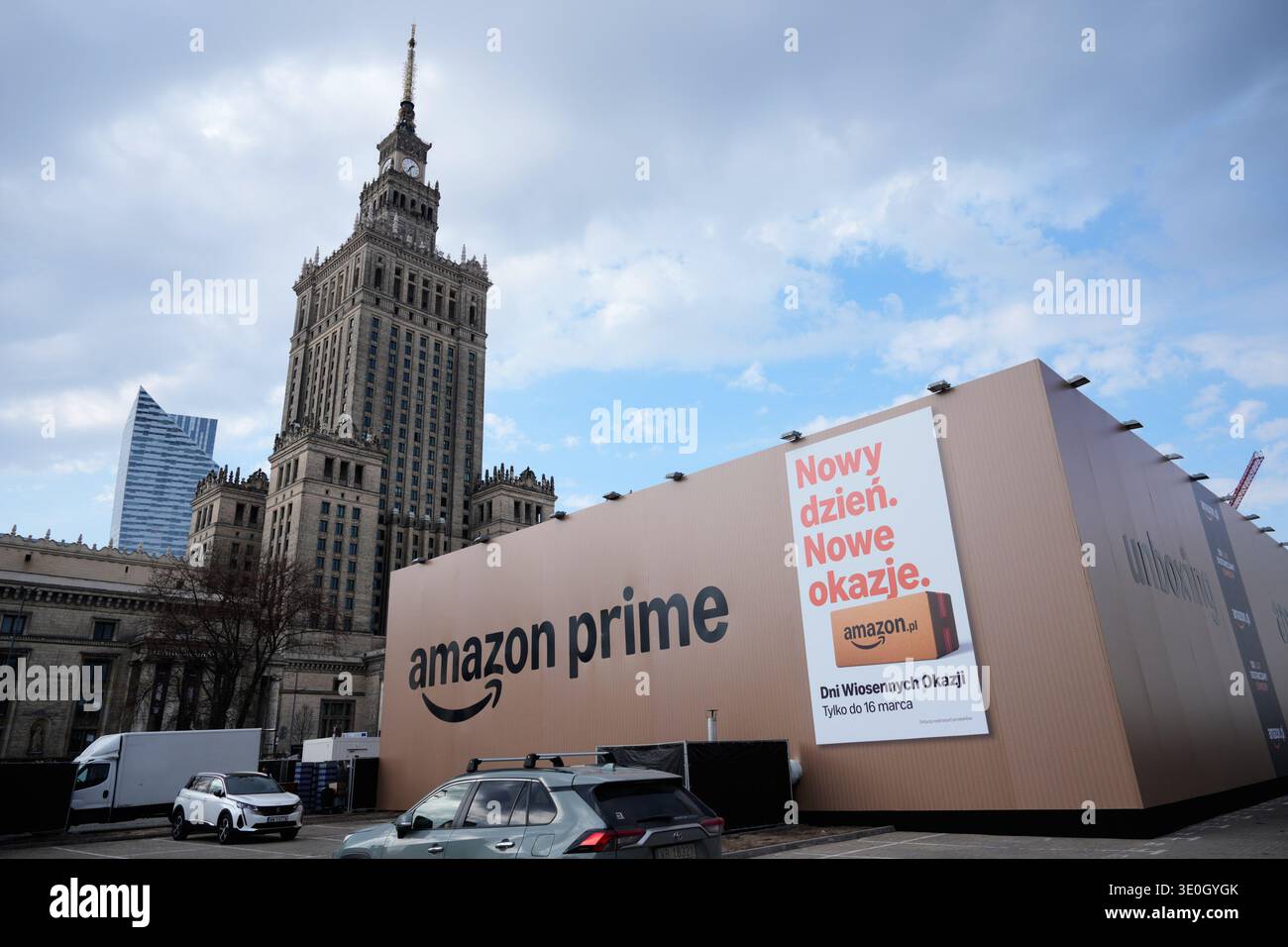 A large Amazon Prime advertiesement billboard is seen in Warsaw, Poland ...