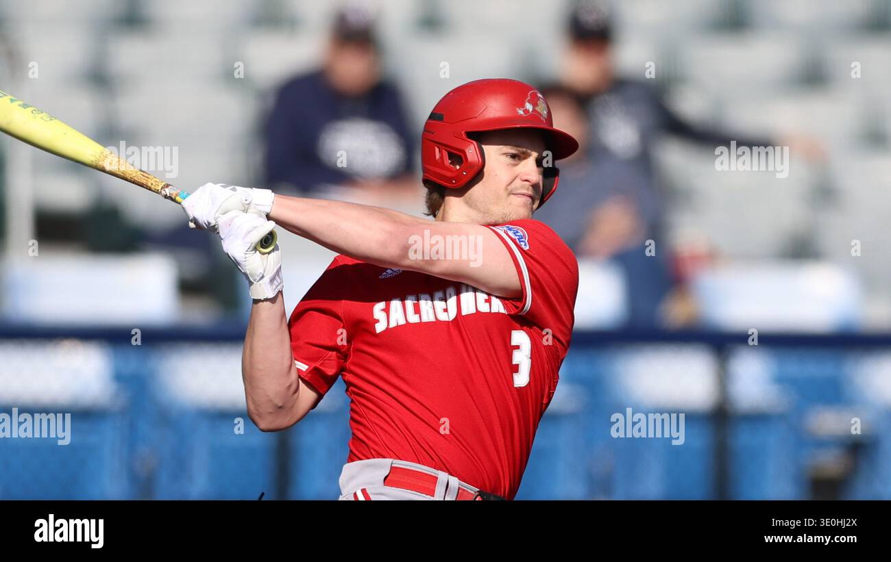 Sacred Heart's Jack Kidwell (3) in action, at bat against Yale during ...