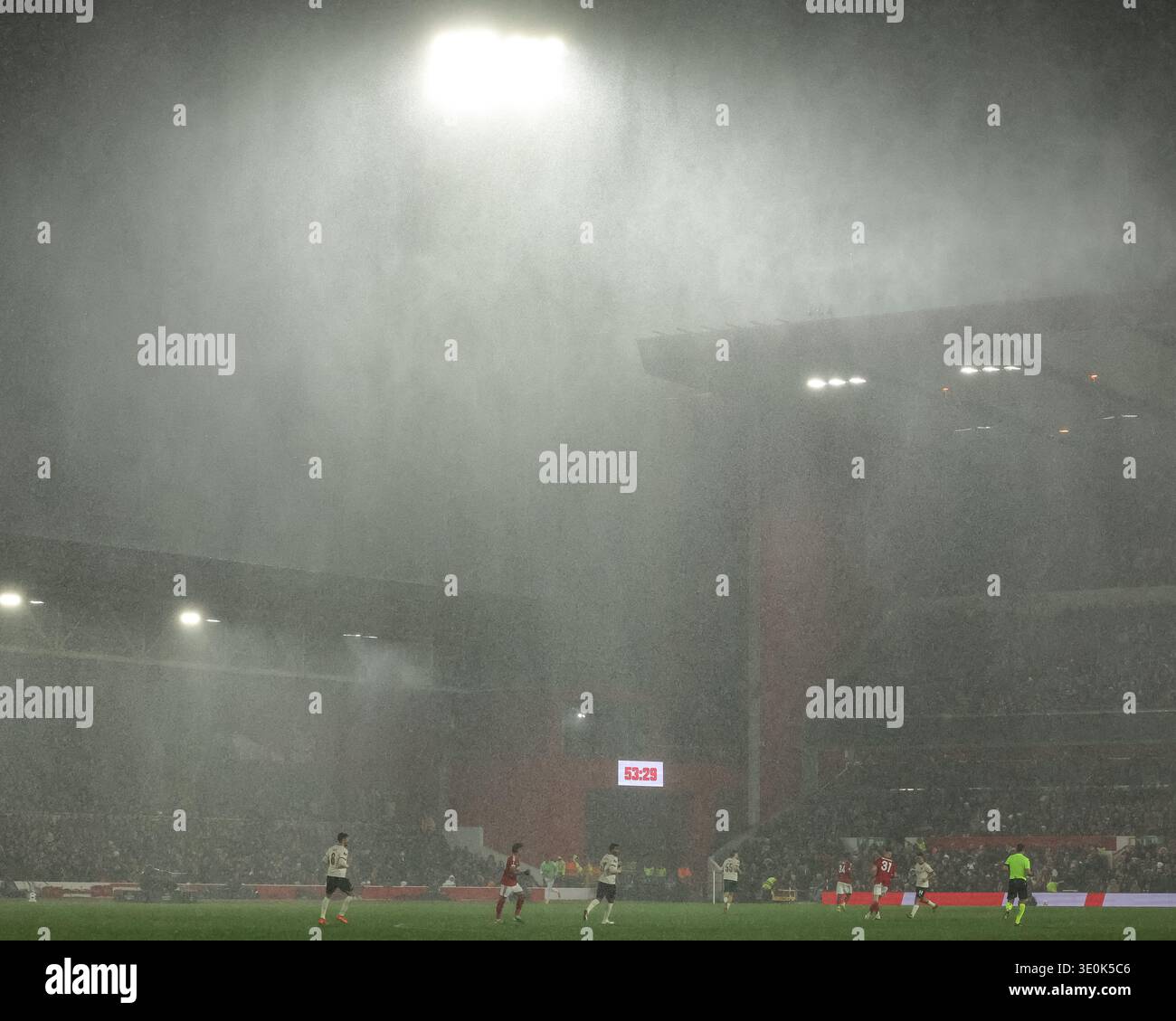 Heavy rain pours during the UEFA Europa League Last 16 match Nottingham ...