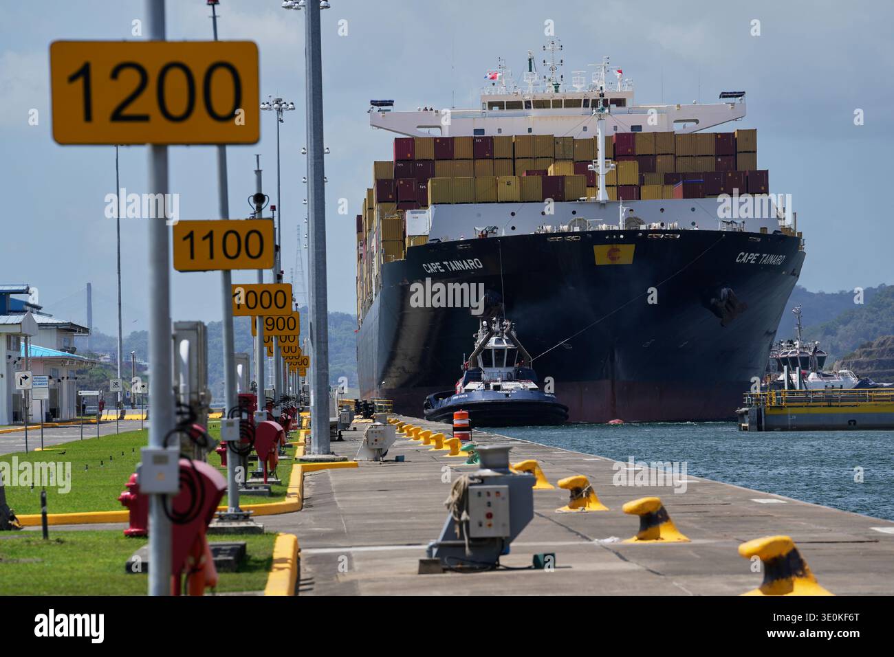 A cargo ship transits the Cocoli Locks of the Panama Canal, Thursday ...