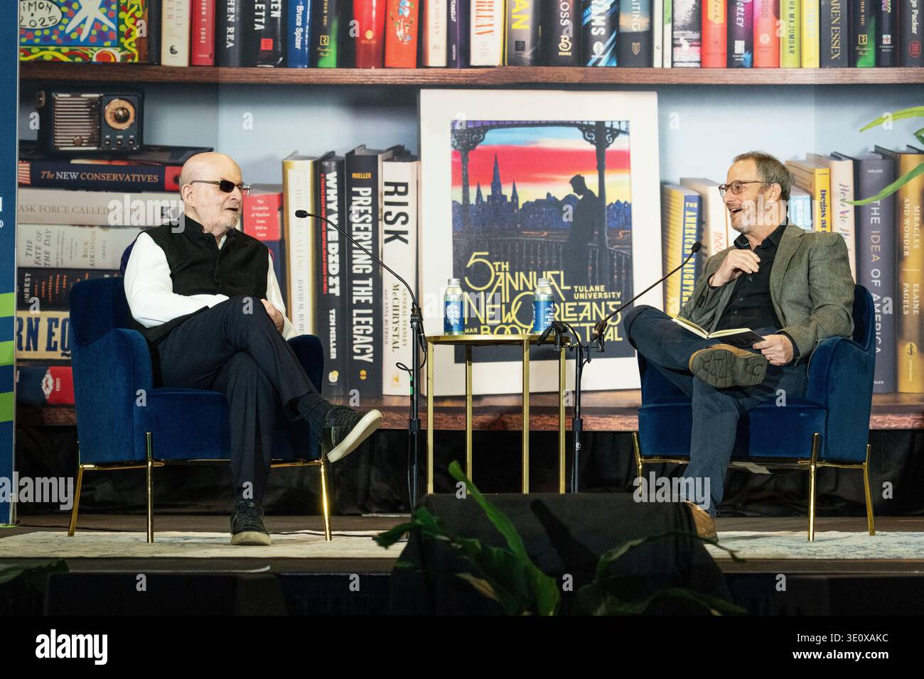 Salman Rushdie, left, and George Packer during the New Orleans Book ...