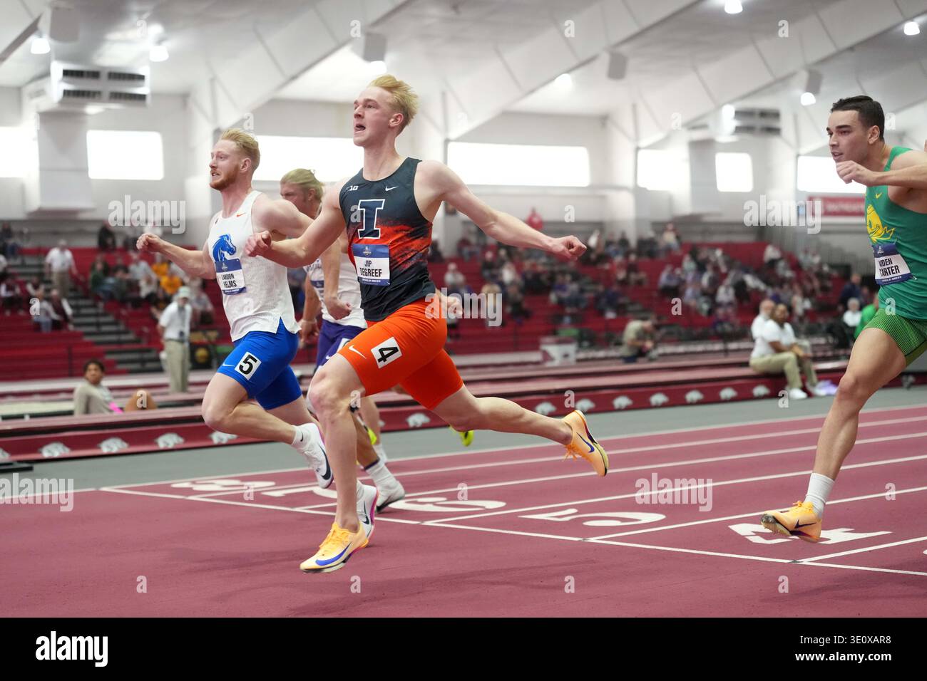 Jip DeGreef of Illinois and Landon Helms of Boise State run in the ...
