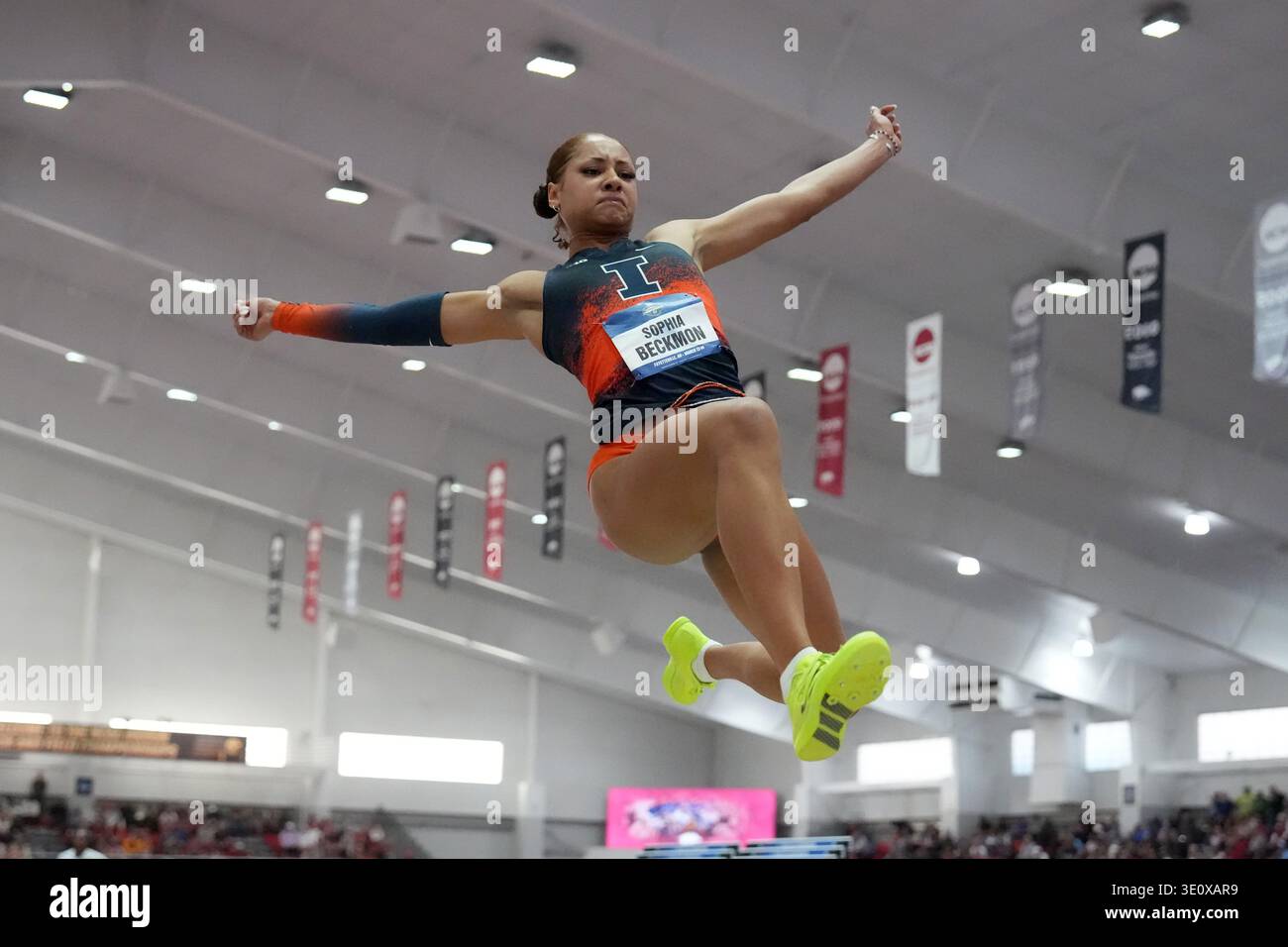 Sophia Beckmon of Illinois wins the women's long jump at 22-5 1/4 (6 ...