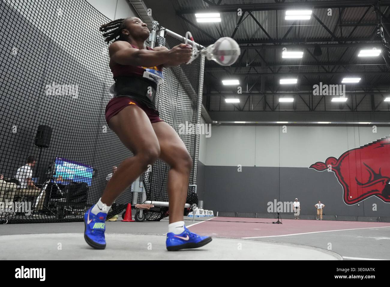 Anthonett Nabwe of Minnesota wins the women's weight throw at 82-5 1/2 ...