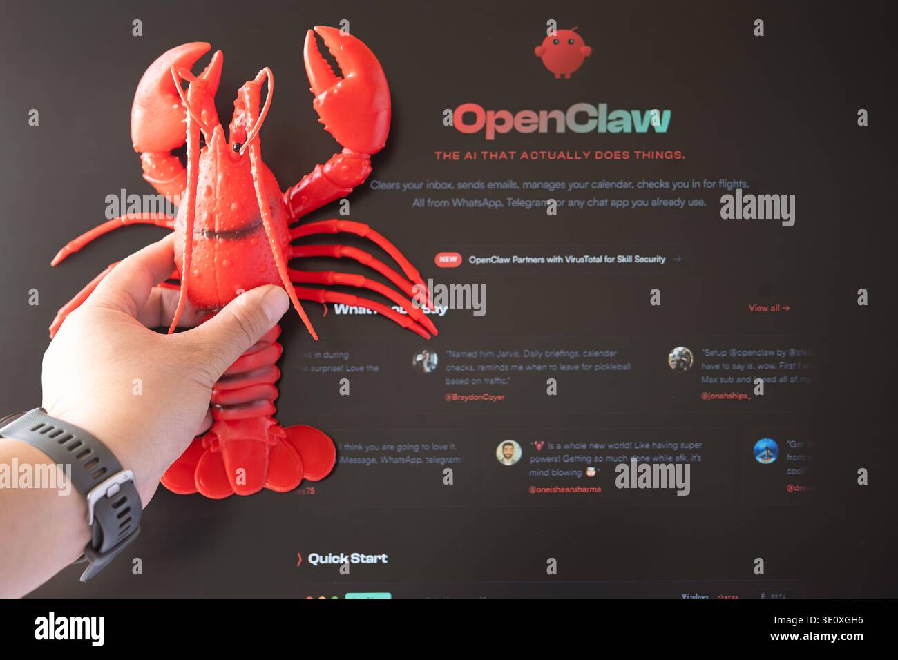 ZHONGSHAN China-March 14 2026: a lobster model and a monitor with ...