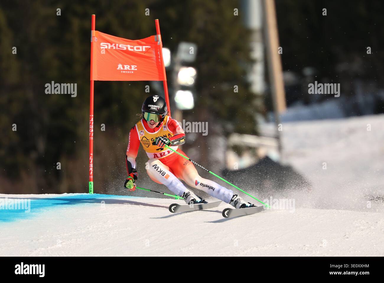 Switzerland's Camille Rast speeds down the course during a women's ...