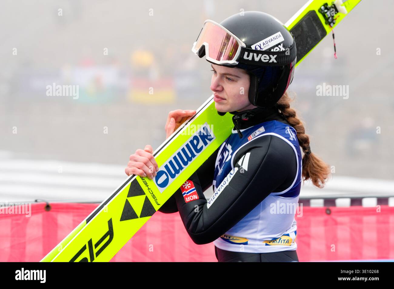 Oslo 20260314. Ingvild Synnøve Midtskogen after the women's ski jump in ...