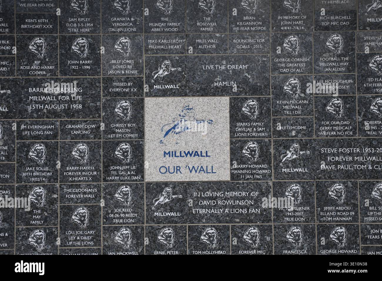 A memorial wall ahead during the Sky Bet Championship match at The Den ...