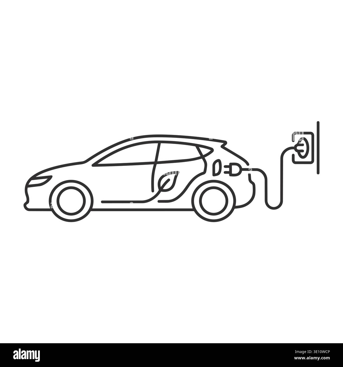 Black Outline Electric Car Charging Vector Icon, Eco-Friendly EV ...