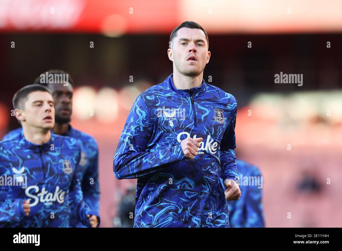 Everton defender Michael Keane looks on during the warm up prior to the ...